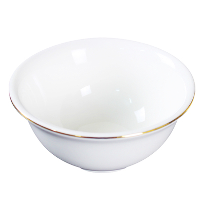 高档黄金边陶瓷直口汤碗饭碗贡碗