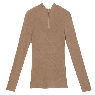 谜底连帽套头针织衫女冬款学院风亲肤细腻修身毛衣244MZ1895