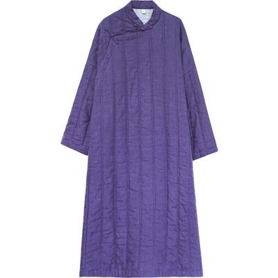 古石后亚麻加厚夹棉中式国风棉服