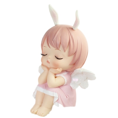 女孩摆件蛋糕装饰兔耳朵天使娃娃