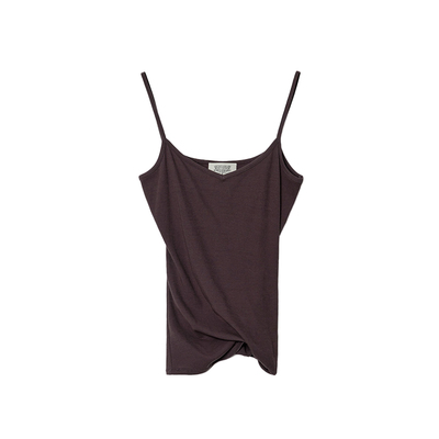 全棉小V领旋钮结构下摆吊带