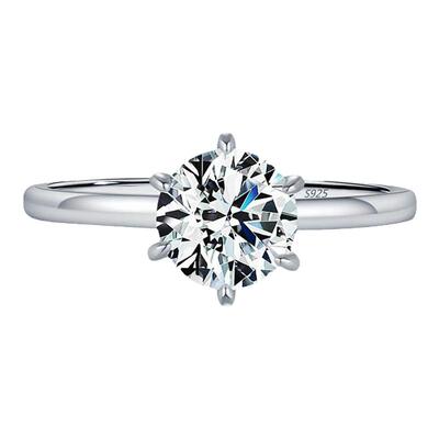 摩典莫桑钻925银奢华浪漫戒指女