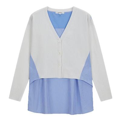 MOUSSY 2025春季新品休闲风前后不对称拼接针织开衫028ISA70-2531