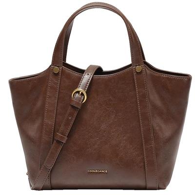 百丽包包女冬季新款大容量轻便菜篮子单肩斜挎托特包X2071DX5