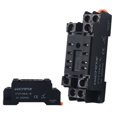 PYF08A-E HH52P座子MY2NJ 8脚2组插座基座小型中间电磁继电器底座