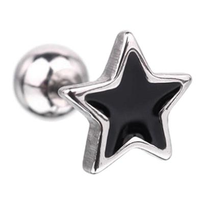 shinma黑色镂空五角星耳钉耳骨钉