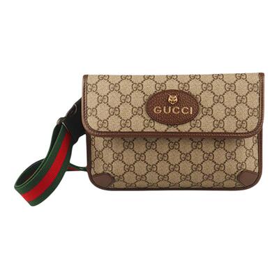 【自营】中古9新GUCCI(古驰)虎头包GG SUPREME腰包单肩包斜挎包