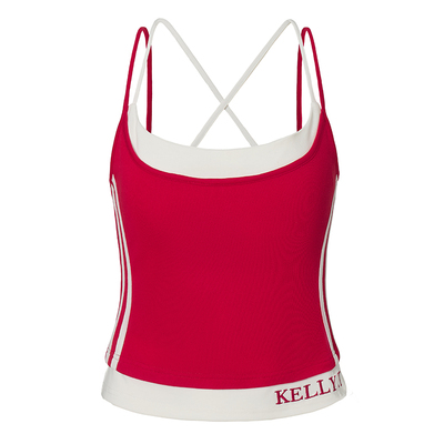 假两件运动风吊带背心