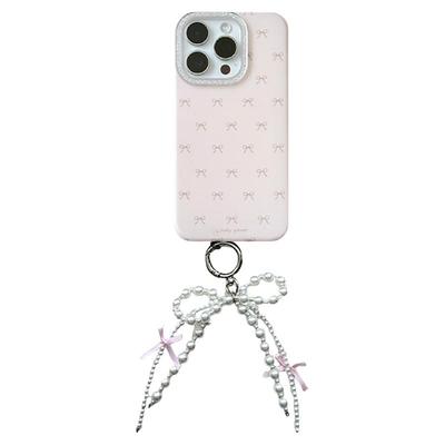 温柔蝴蝶结珍珠挂件苹果手机壳女