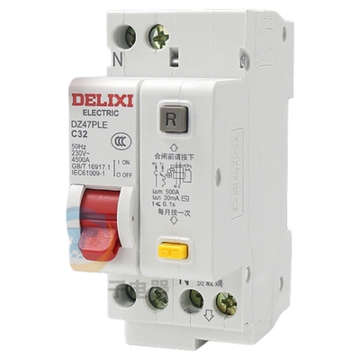 德力西DZ47PLE双进双出1P+N家用空气开关带漏电断路器32A安保护器