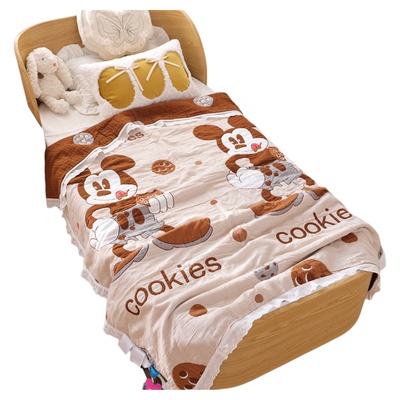 纯棉纱布午睡毯子卡通泡芙被