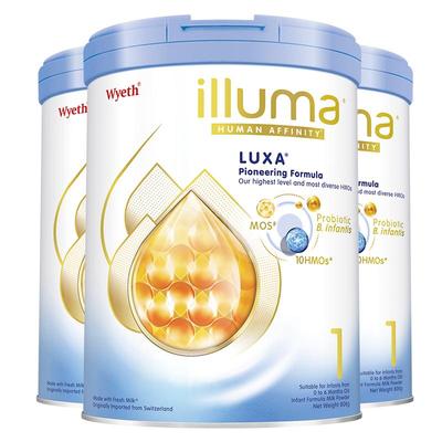 【3罐】惠氏启赋luxa未来1段10HMO婴儿配方奶粉800g重磅新品上市