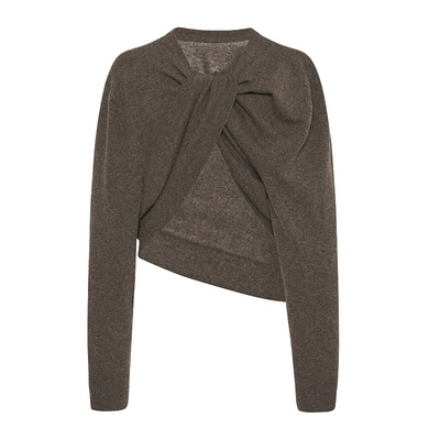 圆领套头纯色毛针织衫