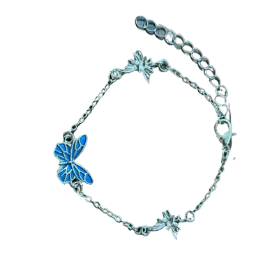 夜光蝴蝶项链蓝色发光蝴蝶手链