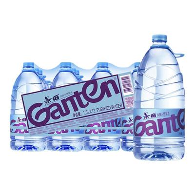 Ganten景田纯净水1.5L*12瓶整箱批发特价大瓶装饮用水非矿泉水