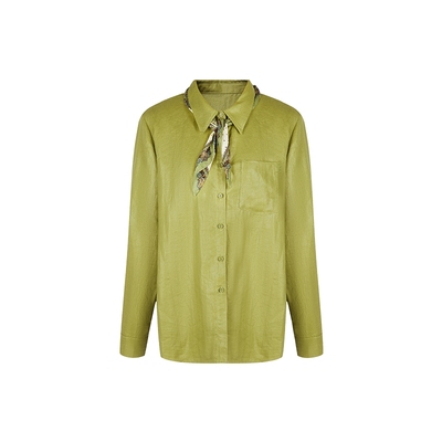 none宽松休闲百搭丝巾衬衫