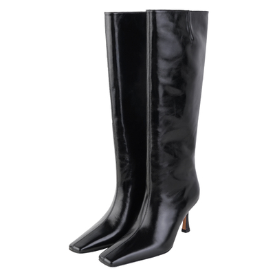 IORE皱牛油皮细跟酒杯高跟及膝靴