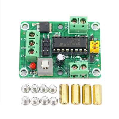 带稳压L293D电机驱动模块两路直流电机驱动器2WD二驱智能车驱动板