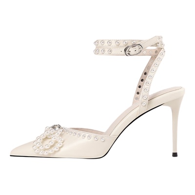 时装凉鞋后空珍珠蝴蝶结女鞋