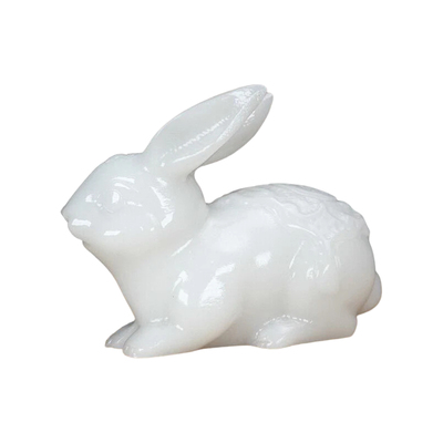 白玉石生肖兔招财客厅摆件装饰品