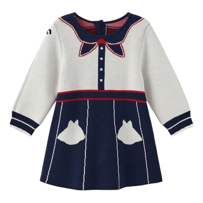 阿路和如女童学院风连衣裙秋季款