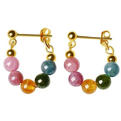 宫里上新天然碧玺多巴胺耳饰