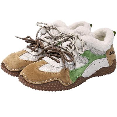 Jeep加绒棉鞋女软底运动德训鞋女