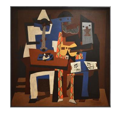 毕加索装饰画三个音乐家人物抽象超现实主义挂画大师明家钢琴房画