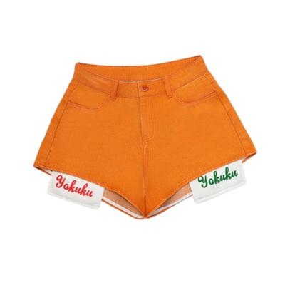 哟酷酷（落日弥漫的橘）夏季小众设计感外穿短裤女休闲阔脚热裤女