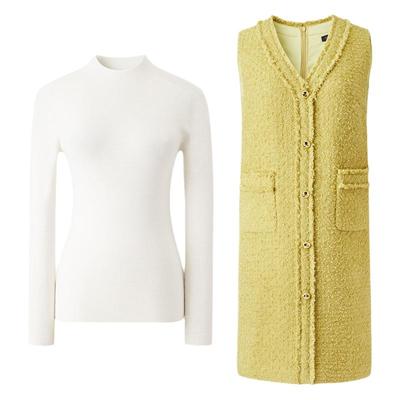 颜域100纯羊毛毛衣连衣裙两件套