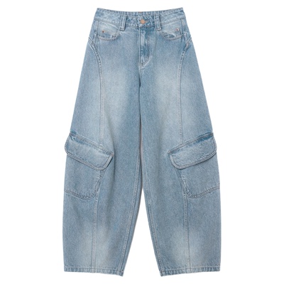 【贺峻霖同款】ALL BEINGS25AW秋冬百搭休闲弯刀工装牛仔阔腿裤