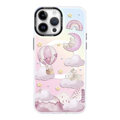 MASFEIL × 云朵小象适用苹果18Promax手机壳新款16Pro磁吸带支架iPhone17保护套简约13pm高级感15全包防摔女