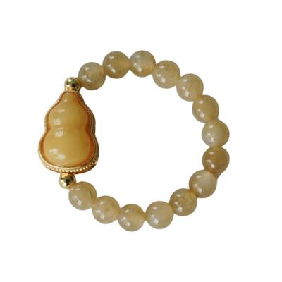 大仙的串儿和田玉蜜蜡葫芦戒指