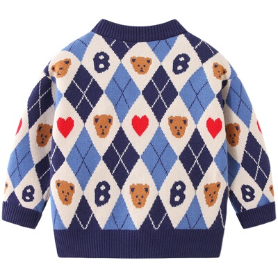 冬季男童圆领保暖加绒毛衣