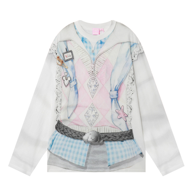 LALABOBO印花宽松长袖T恤