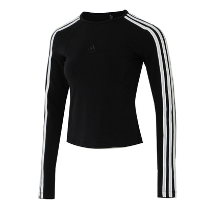 adidas阿迪达斯长袖T恤女装25秋季运动服透气修身圆领上衣JN0755