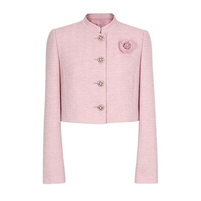 MOJO浪漫玫瑰薄呢小立领短外套