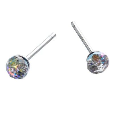 纯银迷你水晶基础款多切面小耳钉