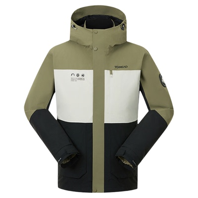 探路者黑色冲锋衣男含羽绒服内胆秋冬拼色外套潮TAWWCM90823-G01X