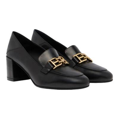 【尊享特惠】BALLY巴利黑色牛皮革女士粗跟踩跟鞋6313285