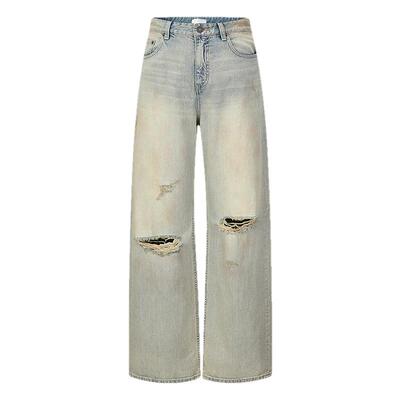 MOUSSY 2026秋季新品慵懒风破洞休闲牛仔阔腿长裤女028JSA11-1004
