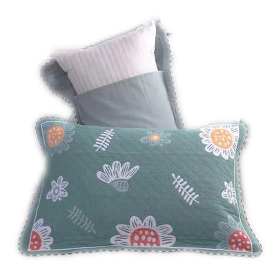 纯棉纱布加厚一对枕套全棉