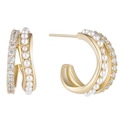 SHINE萱子饰品珍珠C圈耳环设计耳饰设计感耳钉生日礼物