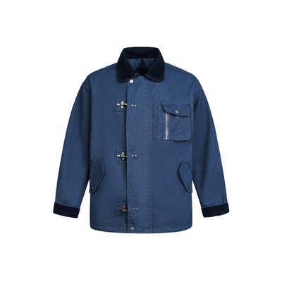 美式复古飞机扣翻领夹克