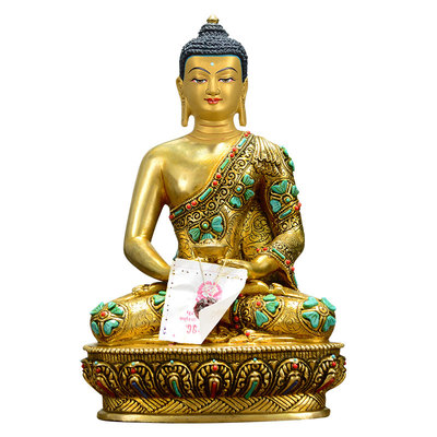 尼泊尔进口三世佛铜像摆件