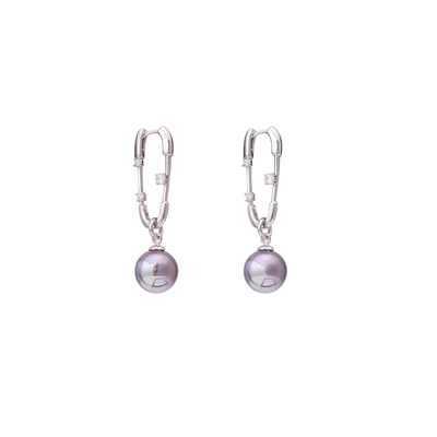 SUMIYAKI回形针黑珍珠耳环