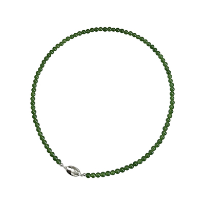 方糖家绿色玉石S925纯银串珠项链
