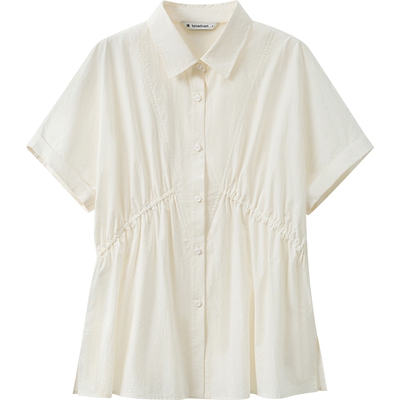 播商场同款收腰显瘦短袖衬衫女夏季新款翻领衬衣BDS2CD2476