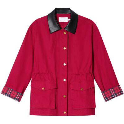 SALT.P可颜红色巴恩风外套女翻领工装夹克2025秋新款AC35310230