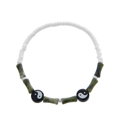 SAZ太极绿色玉石拼接美式手链